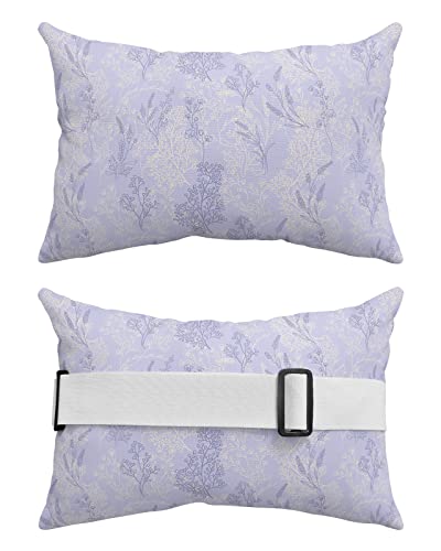 Recliner Head Pillow Ledge Loungers Chair Pillows with Insert Flower Spring Simple Hand Painted Plant Lavender Purple Lumbar Pillow with Adjustable Strap Patio Garden Cushion for Bench Couch, 2 PCS