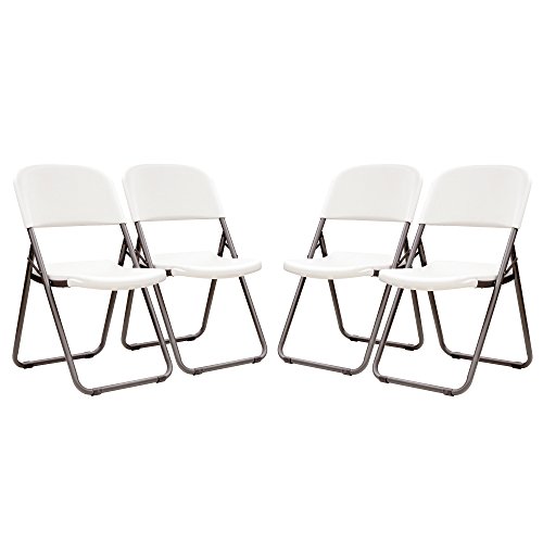 Lifetime 80155 Loop Leg Folding Chair, White Granite , Pack of 4