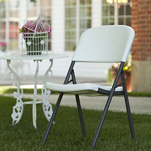 Lifetime 80155 Loop Leg Folding Chair, White Granite , Pack of 4