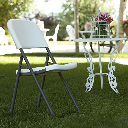 Lifetime 80155 Loop Leg Folding Chair, White Granite , Pack of 4