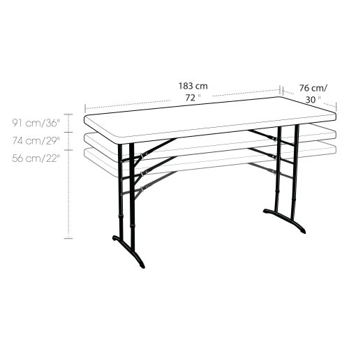 Lifetime Products 42920 Adjustable Rectangle Folding Table, 6', Almond, 4 Pack