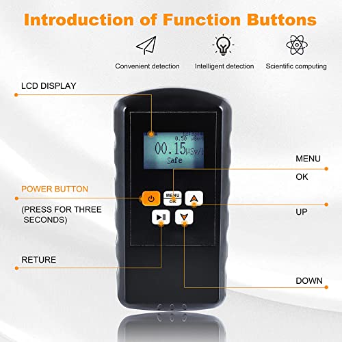 ZWJABYY Geiger Counter,Household Laboratory Hospital Handheld Nuclear Radiation Detector Radiation Dose Alarm,Portable Dosimeter Monitor High Sensitivity Accuracy