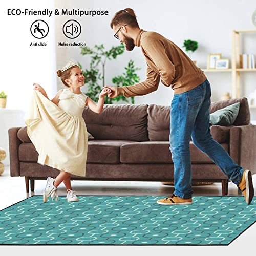 PeeNoke Retro Abstract Atomic Era Area Rug Outdoor Patio Rug Play Mat Modern Floor Carpet Non-Slip Home Decor Living Room Kids Bedroom Nursery, 6x9 ft