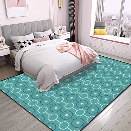 PeeNoke Retro Abstract Atomic Era Area Rug Outdoor Patio Rug Play Mat Modern Floor Carpet Non-Slip Home Decor Living Room Kids Bedroom Nursery, 6x9 ft