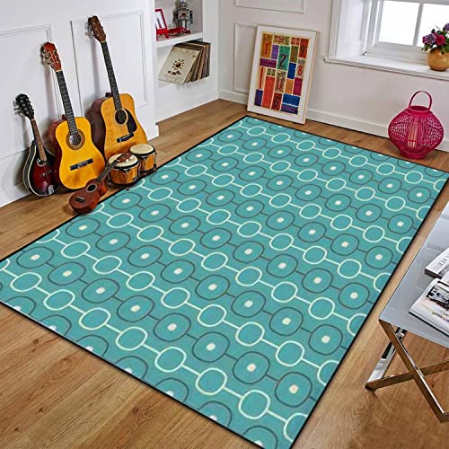 PeeNoke Retro Abstract Atomic Era Area Rug Outdoor Patio Rug Play Mat Modern Floor Carpet Non-Slip Home Decor Living Room Kids Bedroom Nursery, 6x9 ft