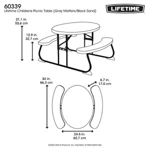 Lifetime 60339 Kids Picnic Table, Gray