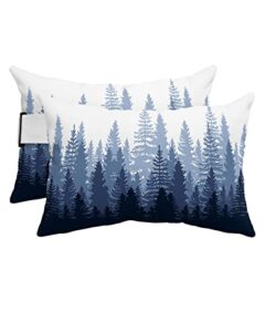 recliner head pillow ledge loungers chair pillows with insert forest tree silhouette bluish violet abstract gradient lumbar pillow with adjustable strap patio garden cushion for bench couch, 2 pcs