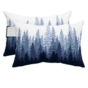 Recliner Head Pillow Ledge Loungers Chair Pillows with Insert Forest Tree Silhouette Bluish Violet Abstract Gradient Lumbar Pillow with Adjustable Strap Patio Garden Cushion for Bench Couch, 2 PCS