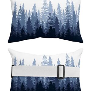 Recliner Head Pillow Ledge Loungers Chair Pillows with Insert Forest Tree Silhouette Bluish Violet Abstract Gradient Lumbar Pillow with Adjustable Strap Patio Garden Cushion for Bench Couch, 2 PCS