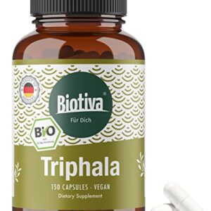 Triphala Bio (150 capsules) - 500mg per capsule - 75 days dose - high-dose Biotriphala - bottled and controlled in Germany (DE-ÖKO-005) - 100% vegan