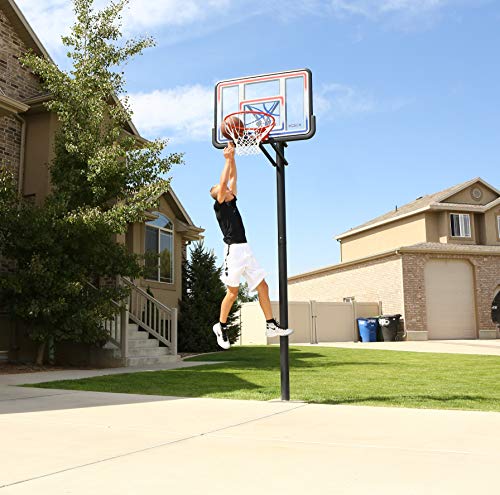 Lifetime 1008 Adjustable In-Ground Basketball Hoop, 44-Inch Backboard, Red/White/Blue