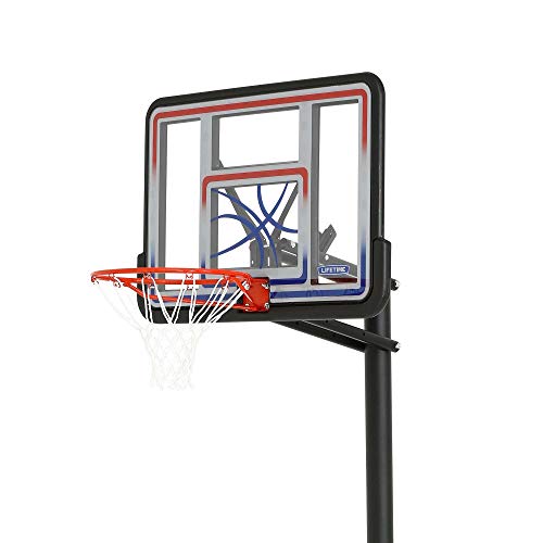 Lifetime 1008 Adjustable In-Ground Basketball Hoop, 44-Inch Backboard, Red/White/Blue