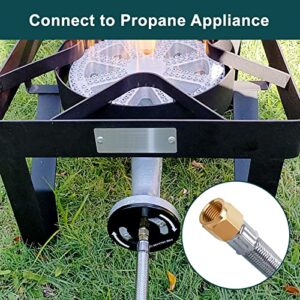 GASPRO 0-30 PSI Adjustable High Pressure Propane Regulator with Gauge, 5-Foot Stainless Braided Hose, Perfect for Turkey Fryer, Gas Burner, Fire Pit