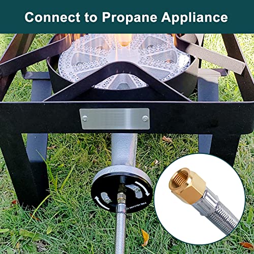 GASPRO 0-30 PSI Adjustable High Pressure Propane Regulator with Gauge, 5-Foot Stainless Braided Hose, Perfect for Turkey Fryer, Gas Burner, Fire Pit