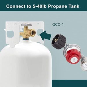 GASPRO 0-30 PSI Adjustable High Pressure Propane Regulator with Gauge, 5-Foot Stainless Braided Hose, Perfect for Turkey Fryer, Gas Burner, Fire Pit