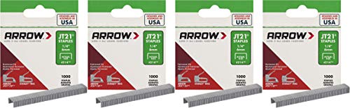 Arrow Fastener 214 Genuine JT21 1/4-Inch Staples, 1,000-Staples - 4 Pack