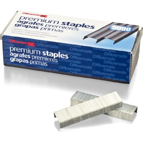 Officemate Premium Staples, Half Strip, 25 Sheet Capacity, 5000 per Box (91910)