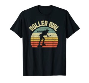 retro roller girl t shirt skating 70s 80s skate derby tee