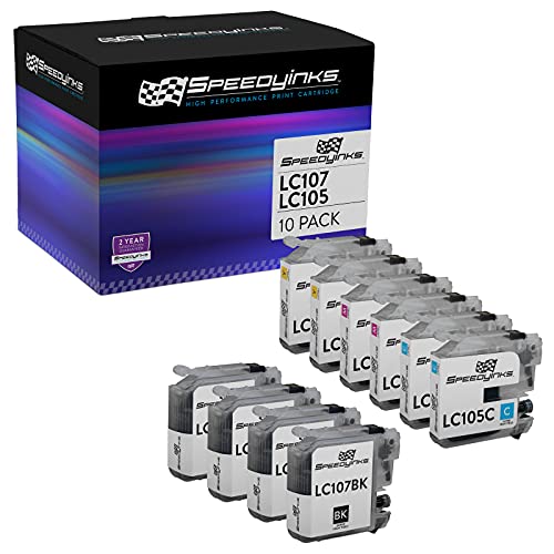 SPEEDYINKS Compatible Ink Cartridge Replacement for Brother LC-107 & LC-105 Super High Yield (4 Black, 2 Cyan, 2 Magenta, 2 Yellow, 10-Pack)