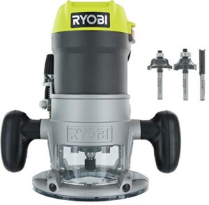 ryobi r1631k 1-1/2 peak hp 8.5 amp led lit corded router including 3 piece bit set (w/ tool bag)