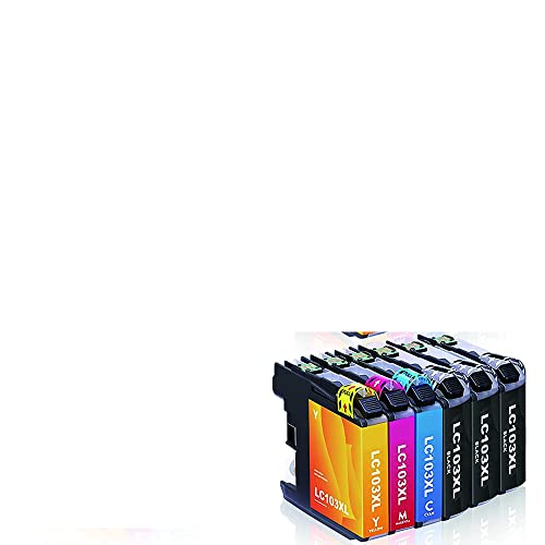 LC103XL 4PKS High Yield Compatible Ink Cartridge Replacement for Brother LC103 Ink Cartridges, Use for Brother DCP J152W, MFC J245, MFC J285DW, MFC J4310DW, MFC J4410DW (Black, Cyan, Magenta, Yellow)