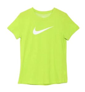 nike women’s dry tee drifit crew, atomic green/white, x-small