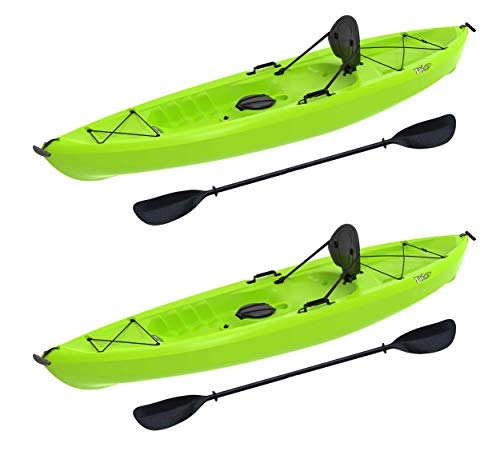 Tioga Sit-On-Top Kayak with Paddle (2 Pack), Lime, 120"