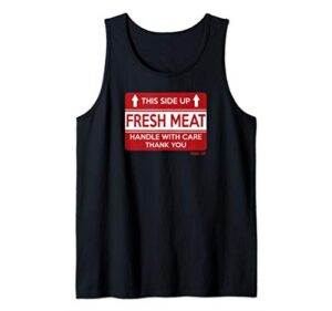 funny roller derby fresh meat fragile sticker tank top