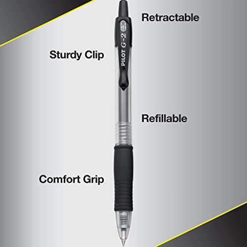 PILOT G2 Premium Refillable & Retractable Rolling Ball Gel Pens, Ultra Fine Point, Black Ink, 4-Pack (31275)