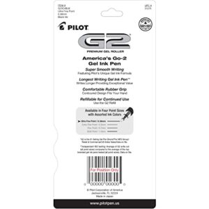 PILOT G2 Premium Refillable & Retractable Rolling Ball Gel Pens, Ultra Fine Point, Black Ink, 4-Pack (31275)