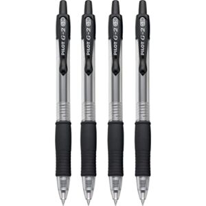 PILOT G2 Premium Refillable & Retractable Rolling Ball Gel Pens, Ultra Fine Point, Black Ink, 4-Pack (31275)