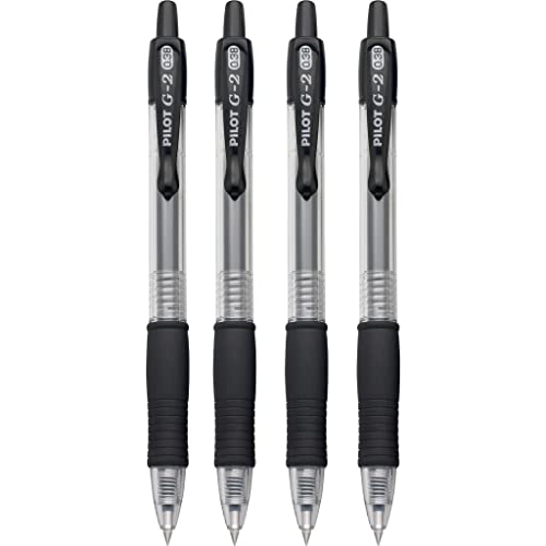 PILOT G2 Premium Refillable & Retractable Rolling Ball Gel Pens, Ultra Fine Point, Black Ink, 4-Pack (31275)