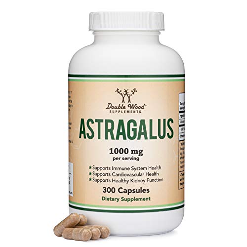 Astragalus Root Capsules - 1,000mg Per Serving (300 Capsules, Bulk Supply) High in Polysaccharides, Manufactured and Tested in The USA for Healthy Aging, Overall, and Immune Support by Double Wood