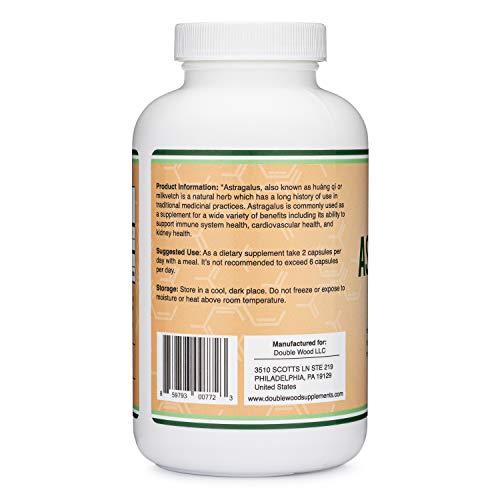 Astragalus Root Capsules - 1,000mg Per Serving (300 Capsules, Bulk Supply) High in Polysaccharides, Manufactured and Tested in The USA for Healthy Aging, Overall, and Immune Support by Double Wood