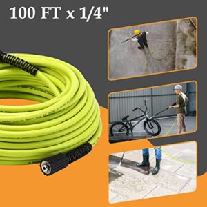 M MINGLE Pressure Washer Hose 100 FT x 1/4" - Replacement Power Wash Hose with Quick Connect Kits - High Pressure Hose with M22 14mm Fittings - 3600PSI