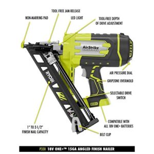 Ryobi P330 18V ONE+ Angled 15 Ga Finish Nailer Battery and Charger Not Included