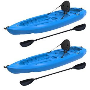 lifetime lotus sit-on-top kayak with paddle (2 pack), blue, 8′