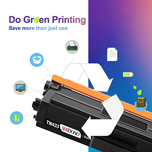 Shidono Compatible Toner Cartridge Replacement for Brother TN433 Fits with DCP-L8410CDW/HL-L8260CDW/ HL-L8360CDW/ HL-L8360CDWT/ HL-L9310CDW/ HL-L9310CDWT Printer, 4-Pack [Black/Cyan/Yellow/Magenta]