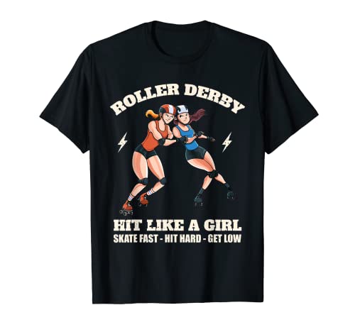 Funny Roller Derby Player Hit Like A Girl Skater For Women T-Shirt