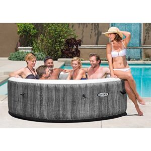 Intex 28441EP PureSpa Plus 85 Inch Diameter 6 Person Portable Inflatable Hot Tub Spa with 170 Bubble Jets and Built in Heater Pump, Greywood