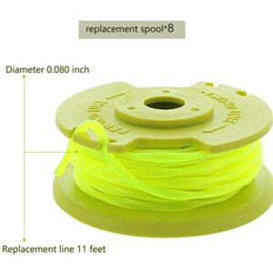 AC80RL3 String Trimmer Replacement Spool Line 080 Inch Twisted Line Compatible with Ryobi One Plus+ AC80RL3 18v, 24v, and 40v Cordless Trimmers ，Weed Eater String Auto-Feed Spool Line 11ft（8-Pack）