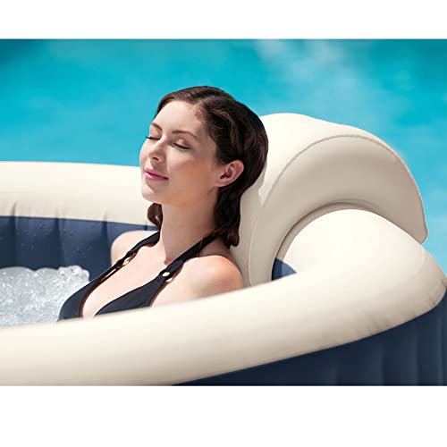 Intex 28431E PureSpa Plus 85" x 28" 6 Person Outdoor Portable Inflatable Round Hot Tub Spa with 170 Bubble Jets, Cover, LED Light, & Heater Pump, Navy