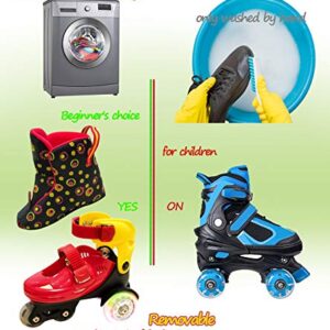 Quad Roller Skates for Kids Girls with Adjustable Size (Age 3-9), Double Brakes, Luminous Wheels, 3-Point Balance, Include Knee Pads Elbow Pads Wrist Guards