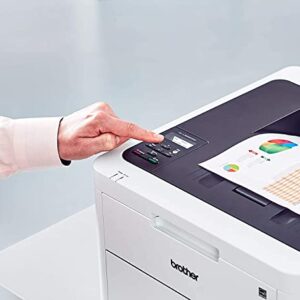 Brother HL-L3230CDW Compact Digital Wireless Color Laser Printer, Automatic Duplex Printing - Up to 25 Pages/Min - 250 Sheets Input -White, with Wulic Printer Cable