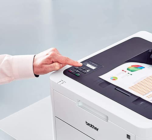 Brother HL-L3230CDW Compact Digital Wireless Color Laser Printer, Automatic Duplex Printing - Up to 25 Pages/Min - 250 Sheets Input -White, with Wulic Printer Cable