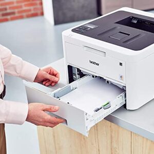 Brother HL-L3230CDW Compact Digital Wireless Color Laser Printer, Automatic Duplex Printing - Up to 25 Pages/Min - 250 Sheets Input -White, with Wulic Printer Cable