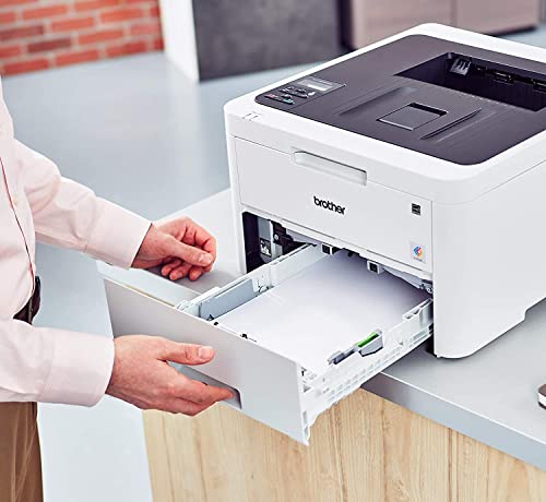 Brother HL-L3230CDW Compact Digital Wireless Color Laser Printer, Automatic Duplex Printing - Up to 25 Pages/Min - 250 Sheets Input -White, with Wulic Printer Cable