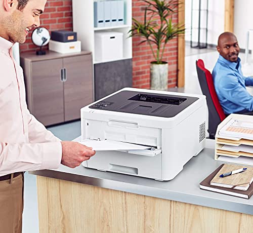 Brother HL-L3230CDW Compact Digital Wireless Color Laser Printer, Automatic Duplex Printing - Up to 25 Pages/Min - 250 Sheets Input -White, with Wulic Printer Cable