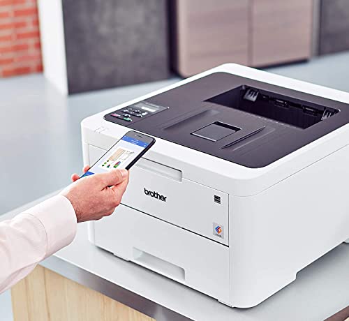 Brother HL-L3230CDW Compact Digital Wireless Color Laser Printer, Automatic Duplex Printing - Up to 25 Pages/Min - 250 Sheets Input -White, with Wulic Printer Cable