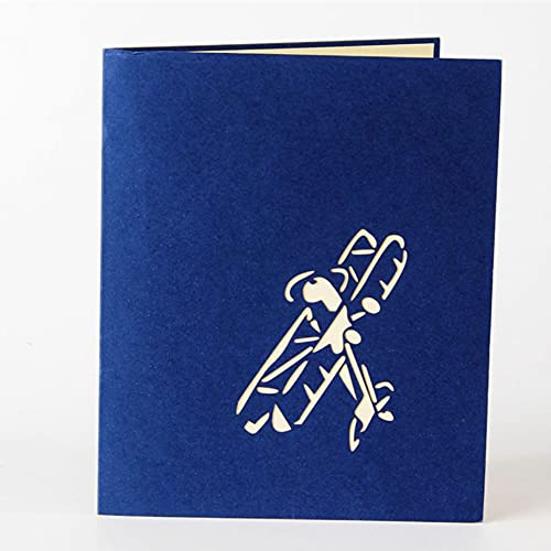 CheeseandU Blue Plane Pop Up Card 3D Greeting Pop Up Fathers Day Card, Happy Birthday Card For Dad, Husband, Son, Brother, Men, Congratulations, Retirement, Friendship, Thinking Of You